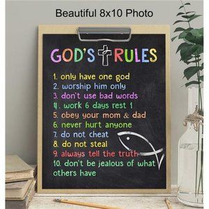 Wall Decor | Ten Commandments Wall Decor Christian Scripture 8x1 ...